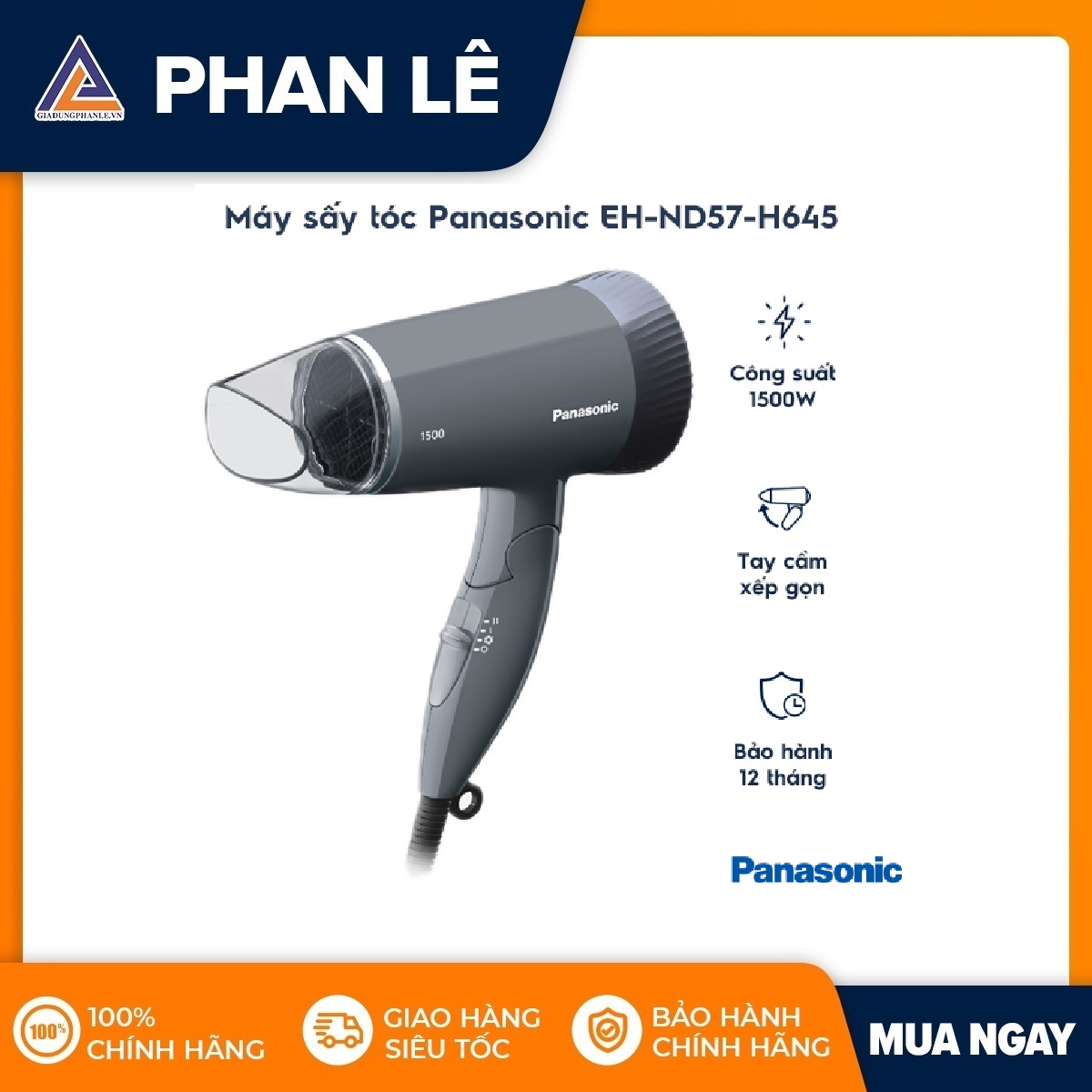 Máy sấy tóc Panasonic EH-ND57-H645/P645 - 1500W (Hàng chính hãng)